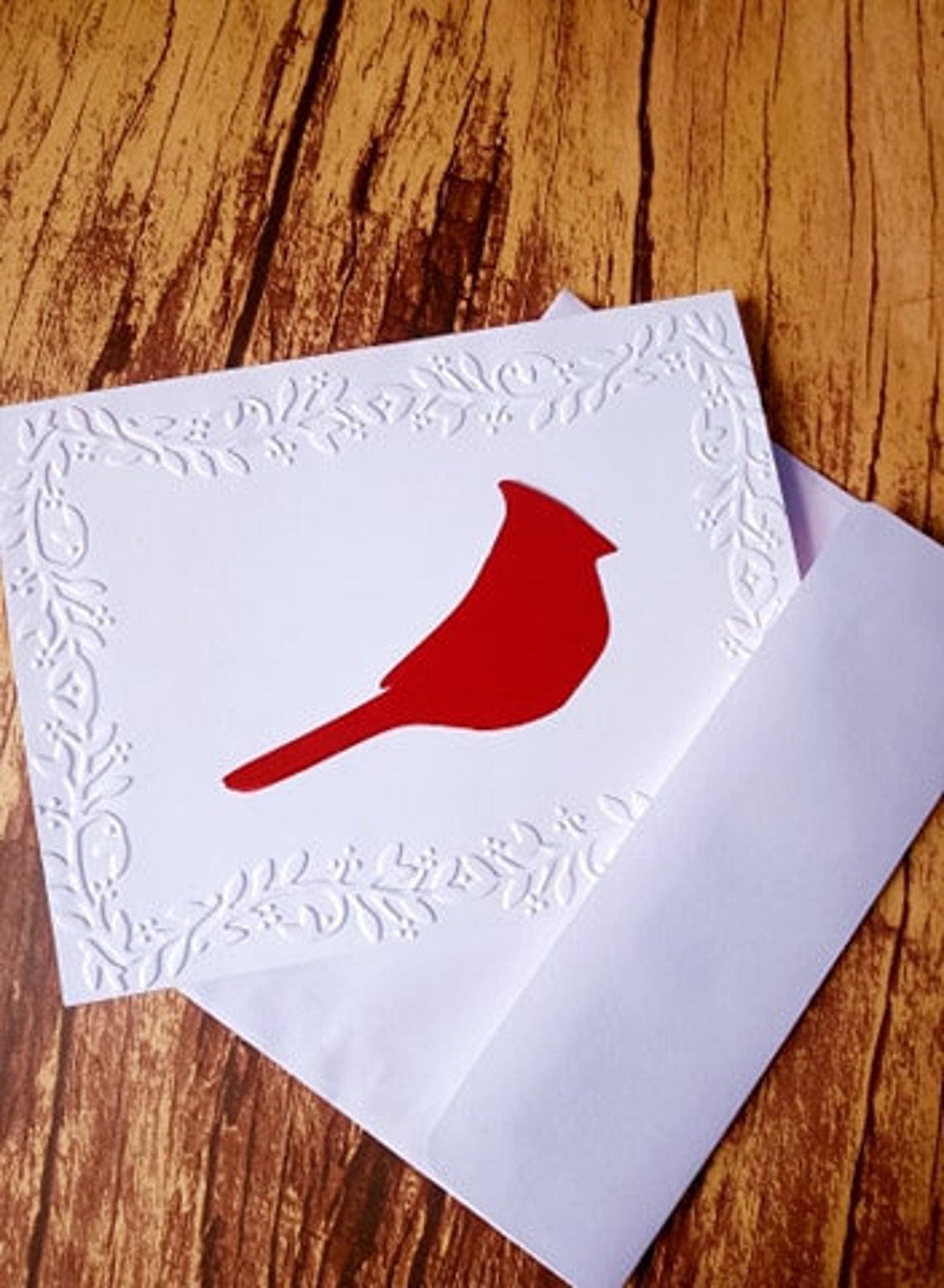 Cardinal Card Embossed Greeting Card Blank Note Card - Etsy