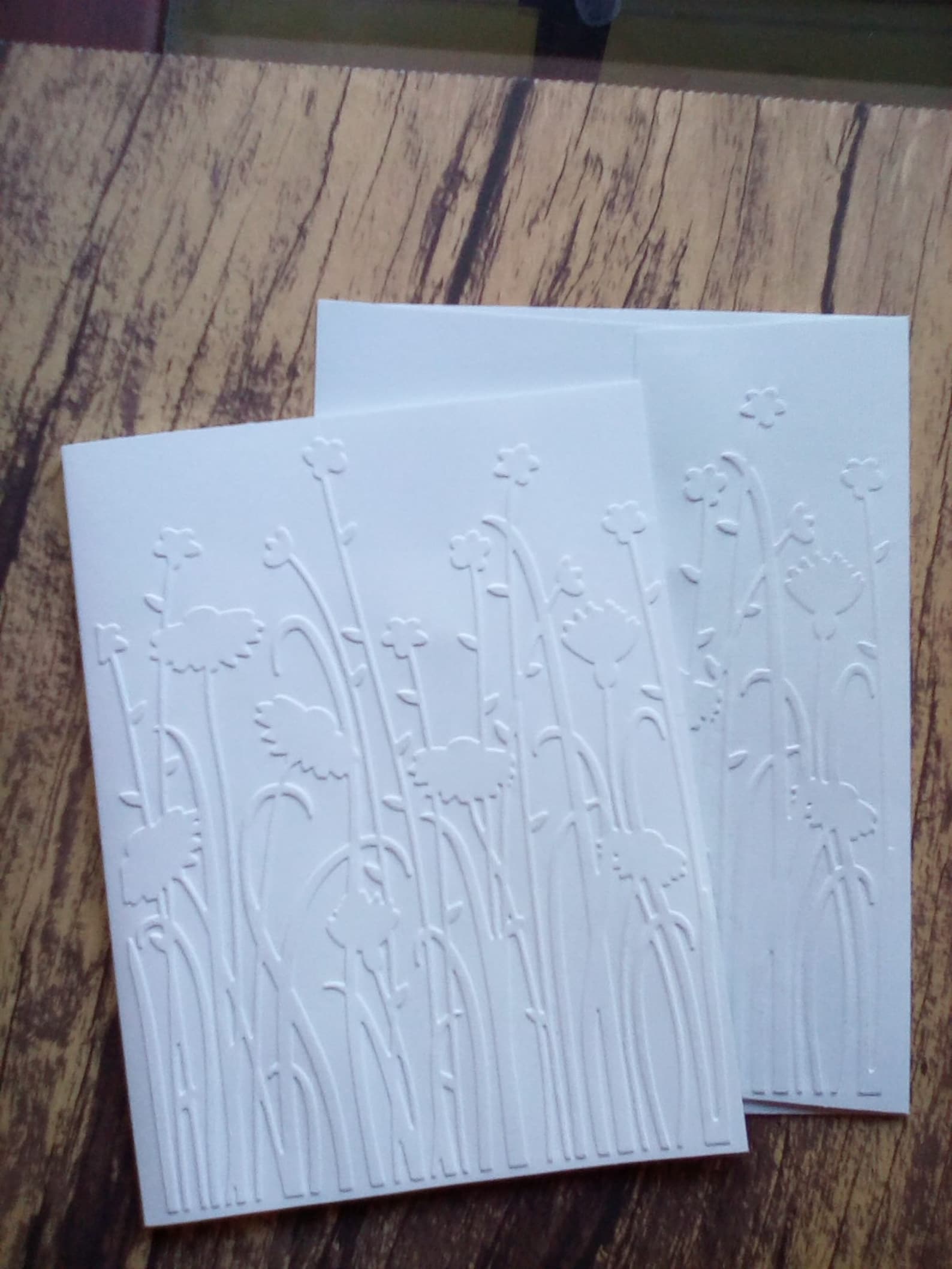 Embossed Flower Cards 5 White Blank Note Card Set Flowers in - Etsy