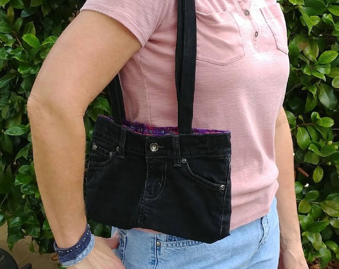 Shoulder Bag Denim, Black Jeans Handbag, Purse Handmade, Tote Bag ...