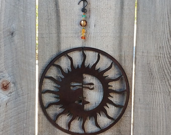 Sun Metal Art, Metal Yard Art, Sun Catcher Beads, Garden Decor Gift ...
