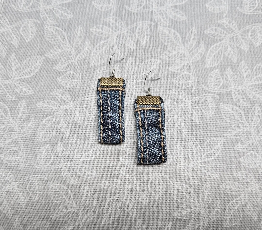 Earrings Denim Belt Loops, Denim Earrings, Blue Jeans Earrings, County ...