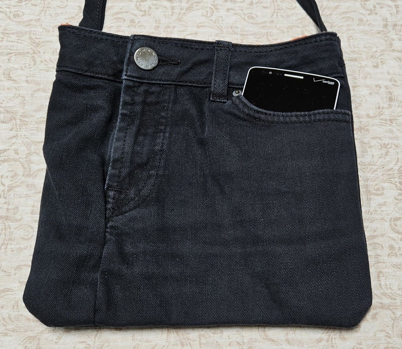 Crossbody Jeans Bag, Purse Black Denim, Cell Phone Pouch, Denim Handbag ...