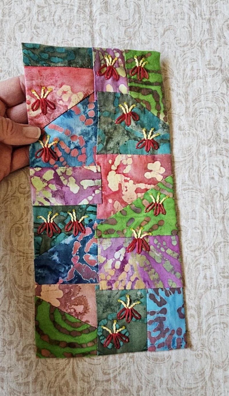 Crazy Quilt Handsewn, Wall Art, Quilt Hanging, Fabric Collage Art ...