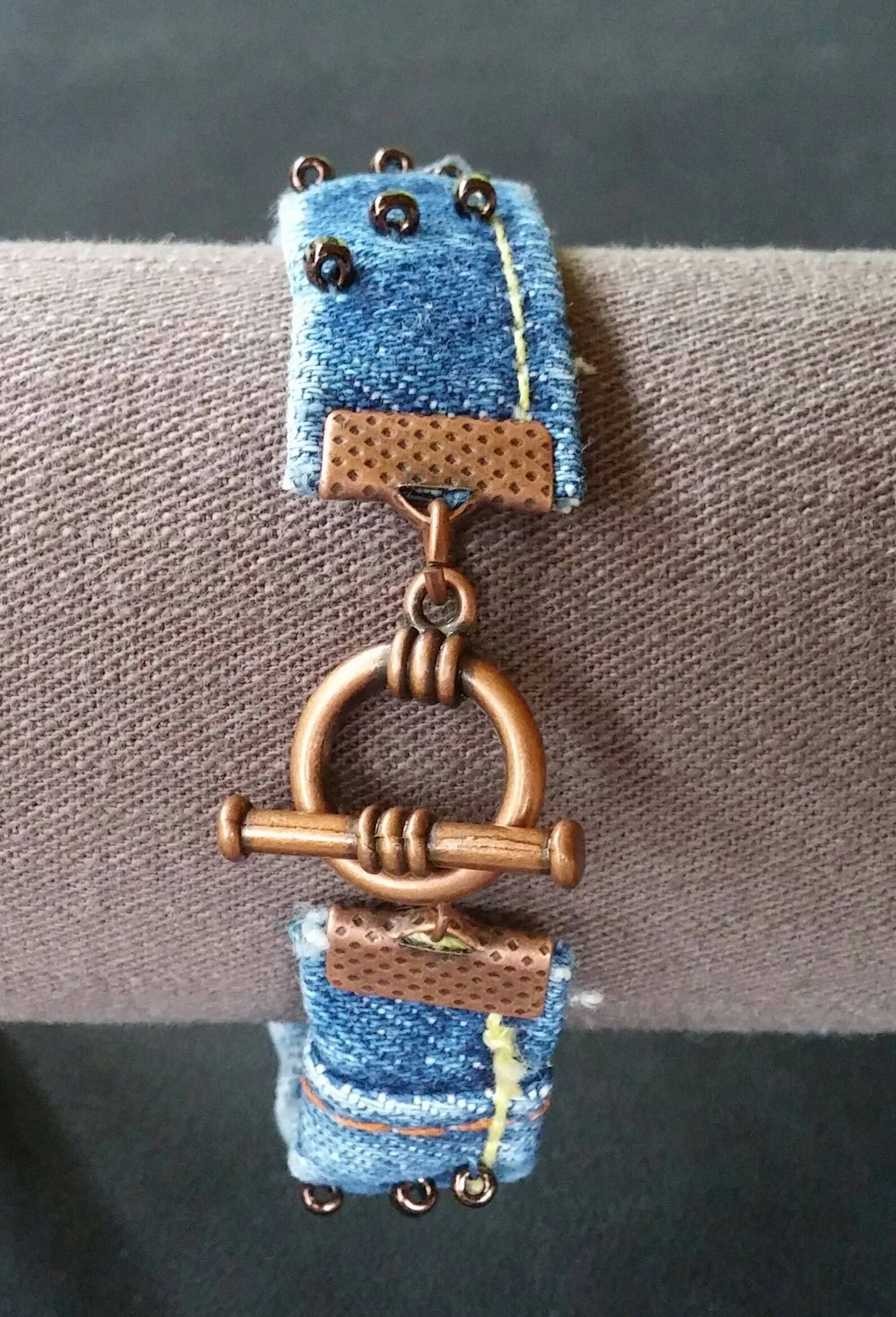 Cuff Bracelet Denim, Blue Jeans Bracelet, Denim Beaded Jewelry ...