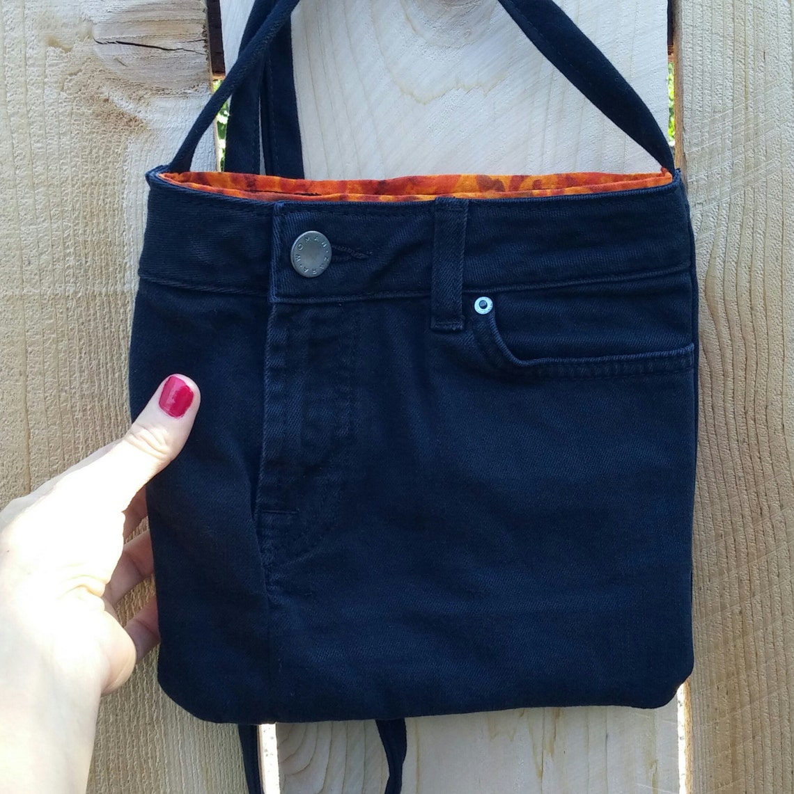 Crossbody Jeans Bag, Purse Black Denim, Cell Phone Pouch, Denim Handbag ...