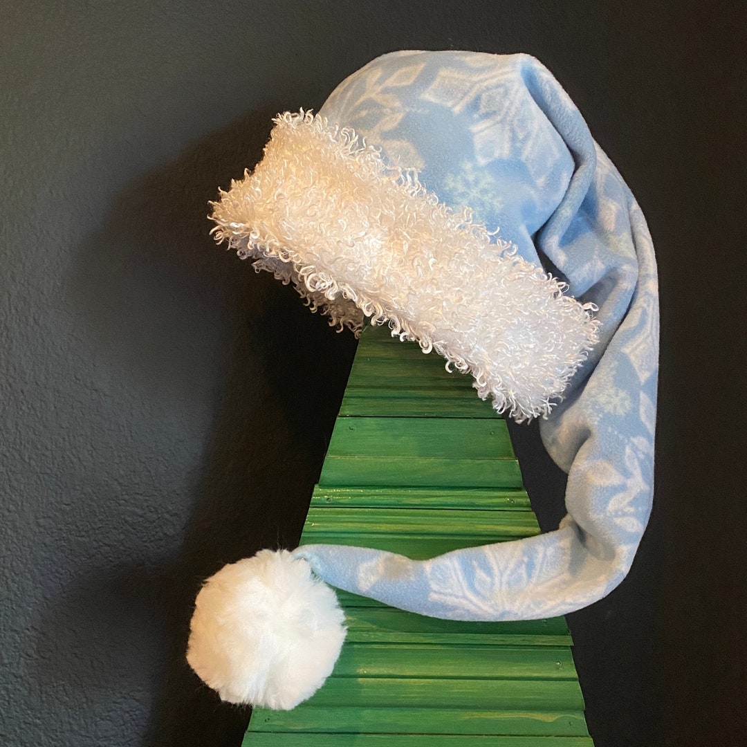 Light Blue & White Snowflake Fleece With White Furry Fleece Trim and 3 ...