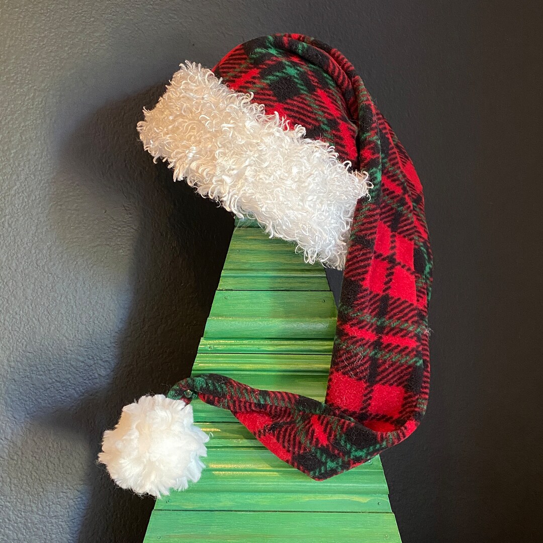 Red/black/green Plaid Fleece Santa Hat - Etsy
