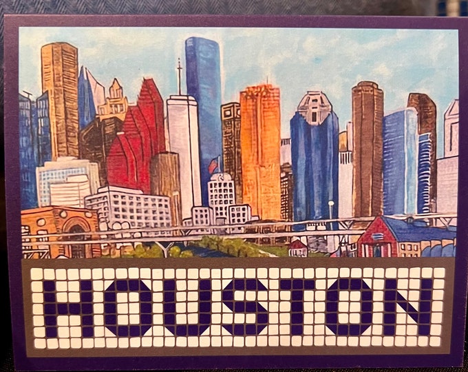 Houston Card, Illustrated Houston Greeting Card, Houston Gift - Etsy