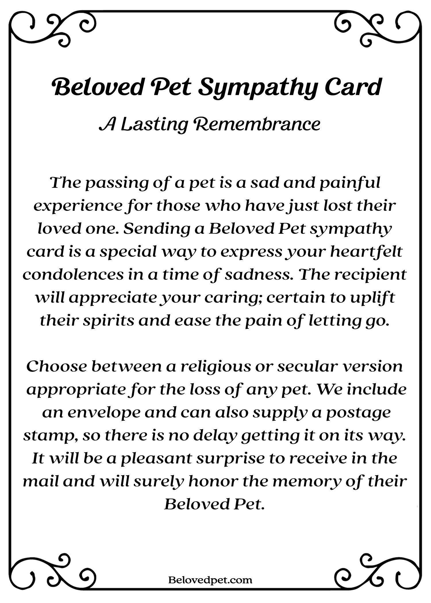 Beloved Pet Sympathy 5x7 Card - Etsy