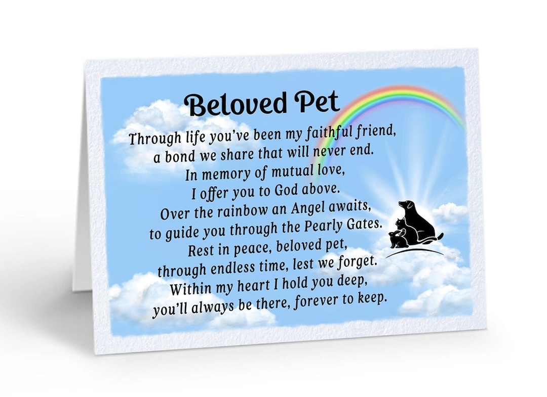 Beloved Pet Sympathy 5x7 Card - Etsy