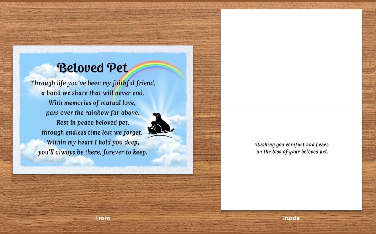 Beloved Pet Sympathy 5x7 Card - Etsy