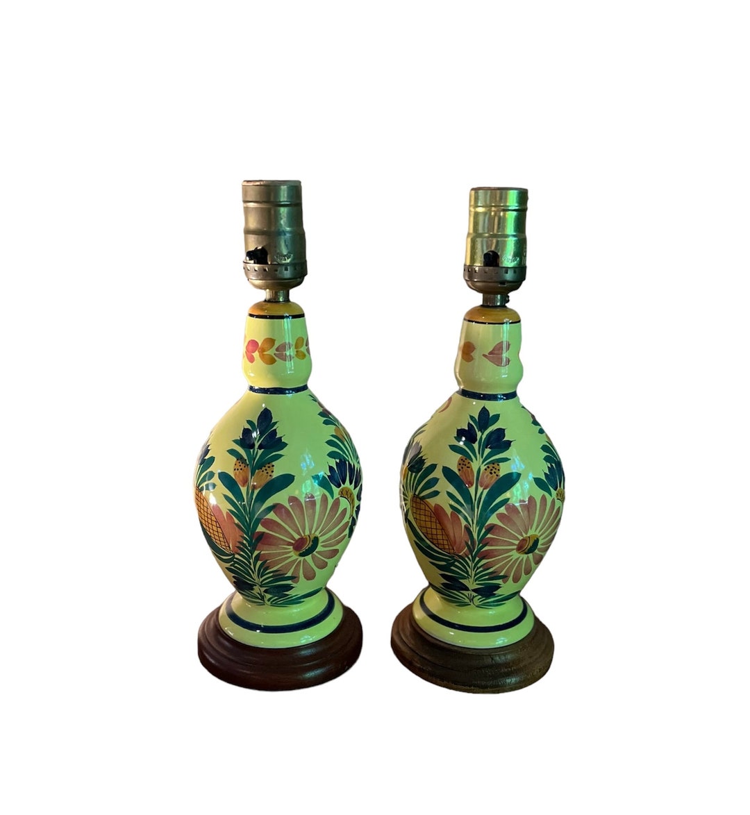 Vintage French Quimper Hand Painted Pair of Yellow Table Lamps Small - Etsy