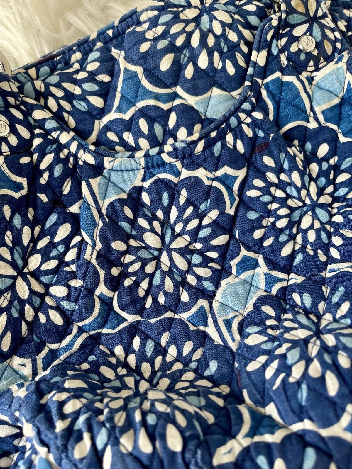 Signature Vera Bradley Blue Floral Quilted Handbag Shoulder Purse Tote ...