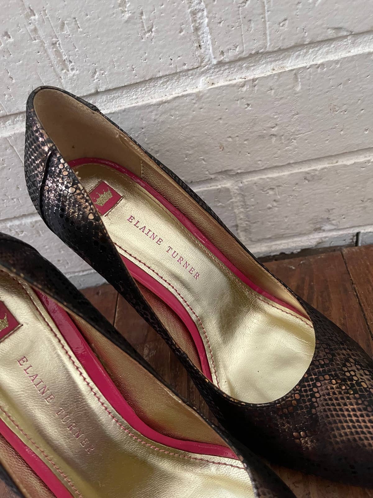 Elaine Turner Brown Italian Leather Metallic Snakeskin Python - Etsy