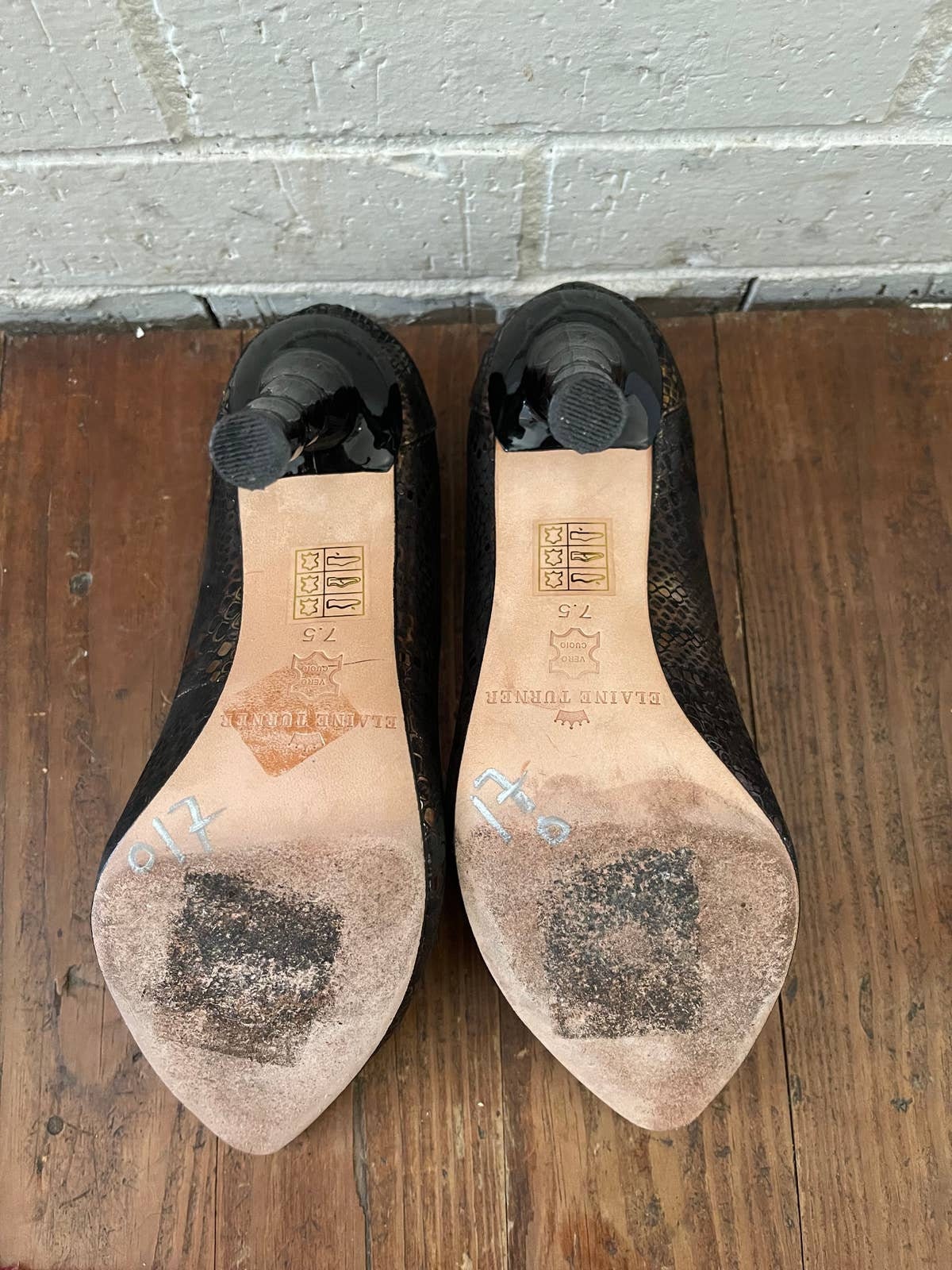 Elaine Turner Brown Italian Leather Metallic Snakeskin Python 4 in ...