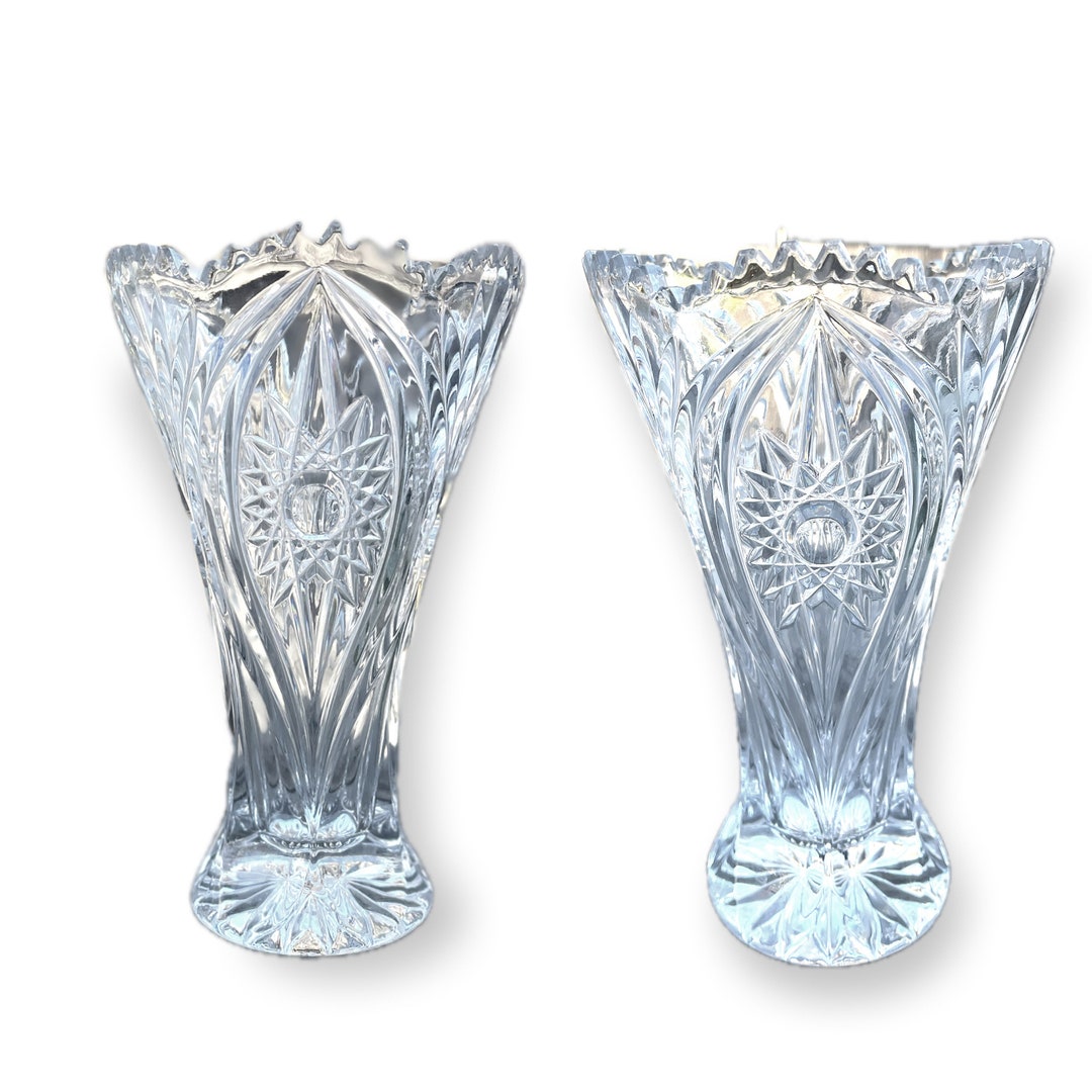 Valentines Crystal Vases Set of 2 Princess House Lead Crystal Vases - Etsy