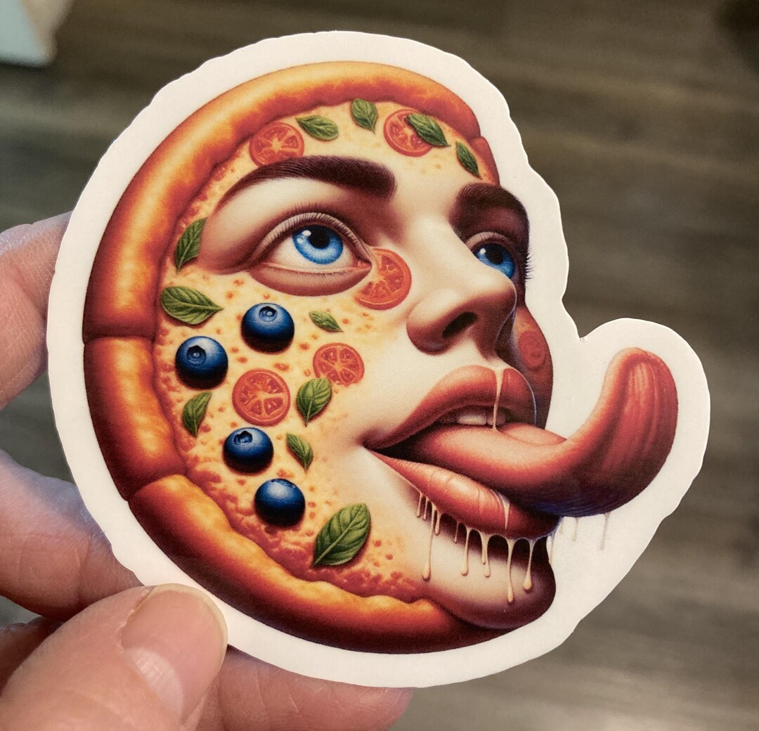 Funny Pizza Sticker Funny Food Sticker Human Pizza Face Sticker Pizza ...