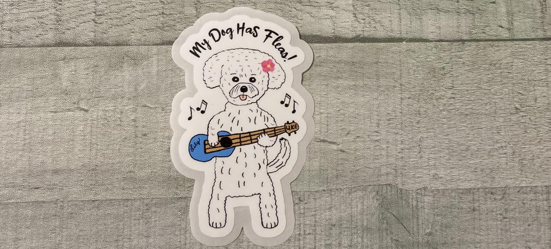 Dog Sticker Ukulele Sticker Bichon Dog Playing Ukulele Sticker My Dog ...