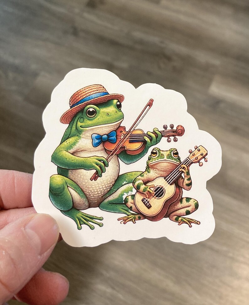 Frog and Toad Sticker Frog and Toad Music Sticker Ukulele Violin Frog ...