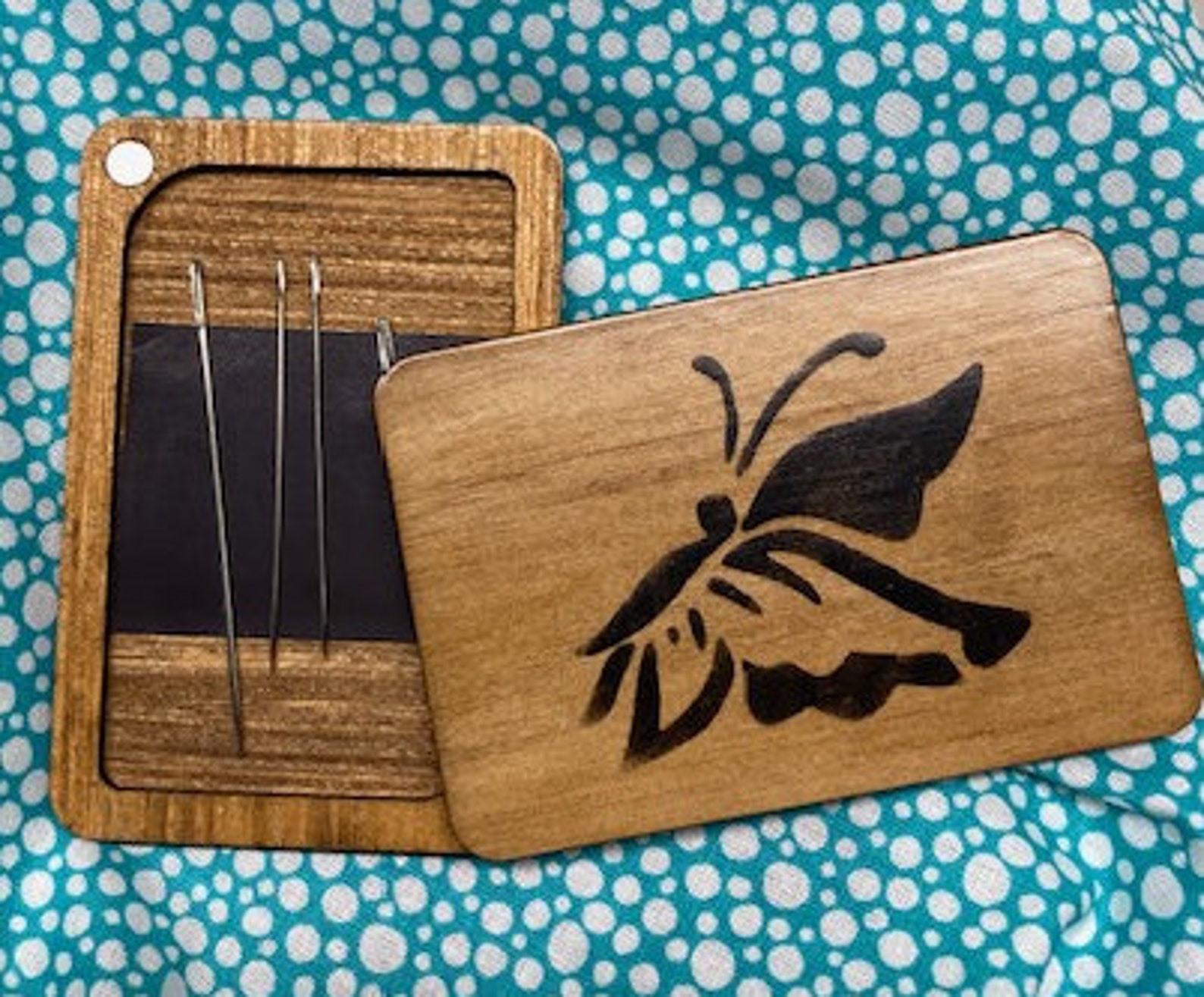 Needle Minder Needle Box Wood Laser Needle Box Needle Keeper Box ...