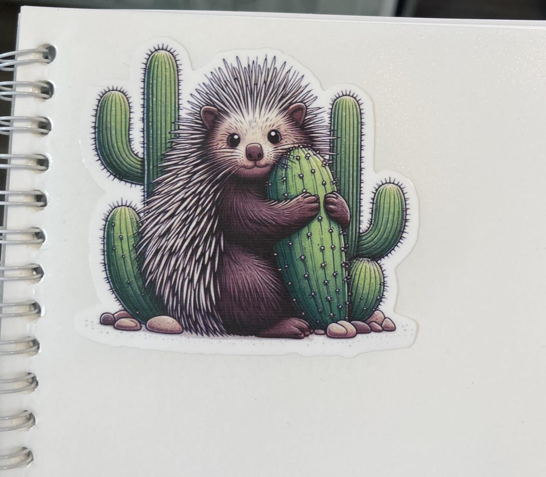 Porcupine Sticker Cactus Sticker Porcupine Cactus Sticker Laminated ...