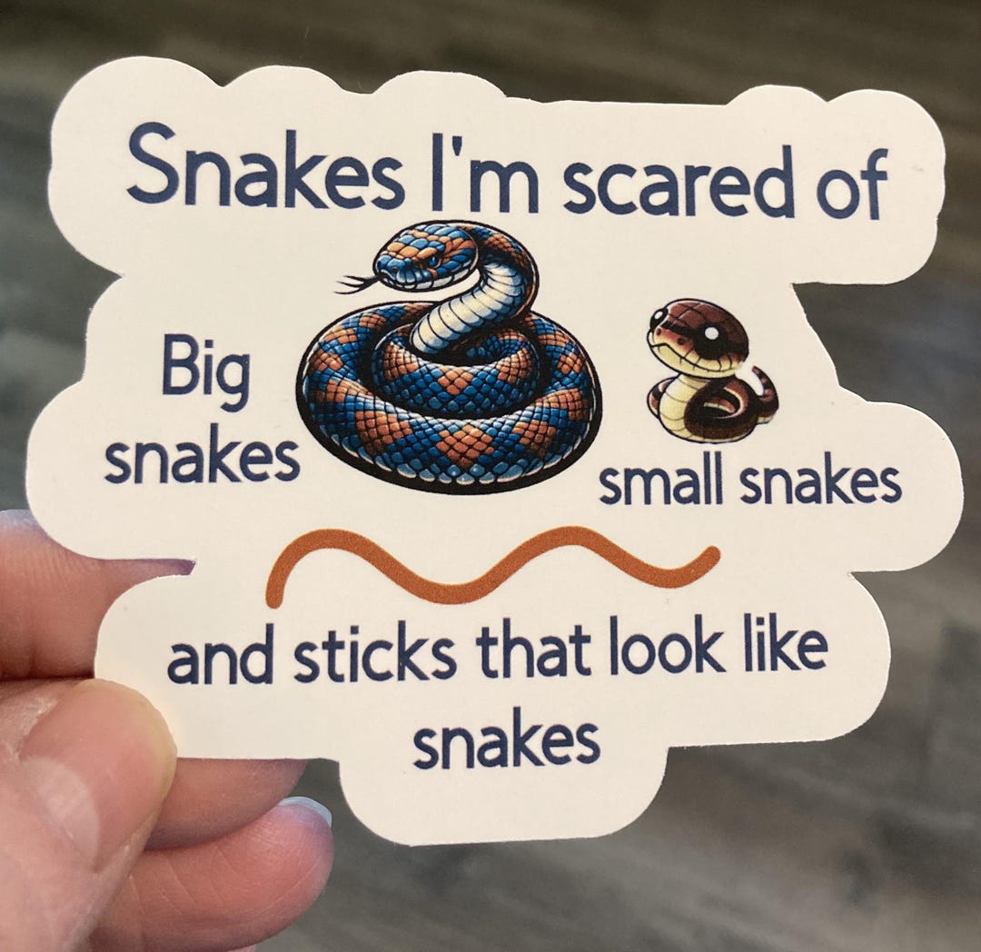 Funny Scared of Snakes Sticker, Snakes Sticker, Scared of Snakes Decal ...