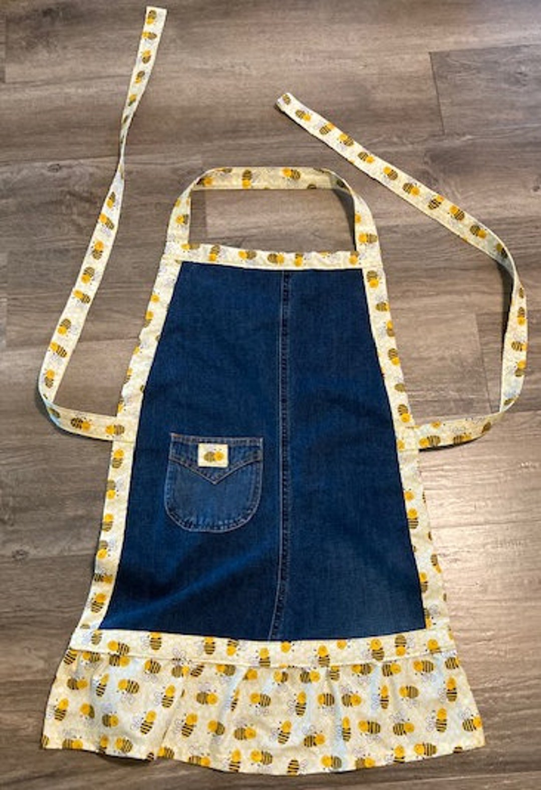 Jean Apron Honey Bee Jean Apron Upcycled Jeans Apron Recycled Jeans Bee ...