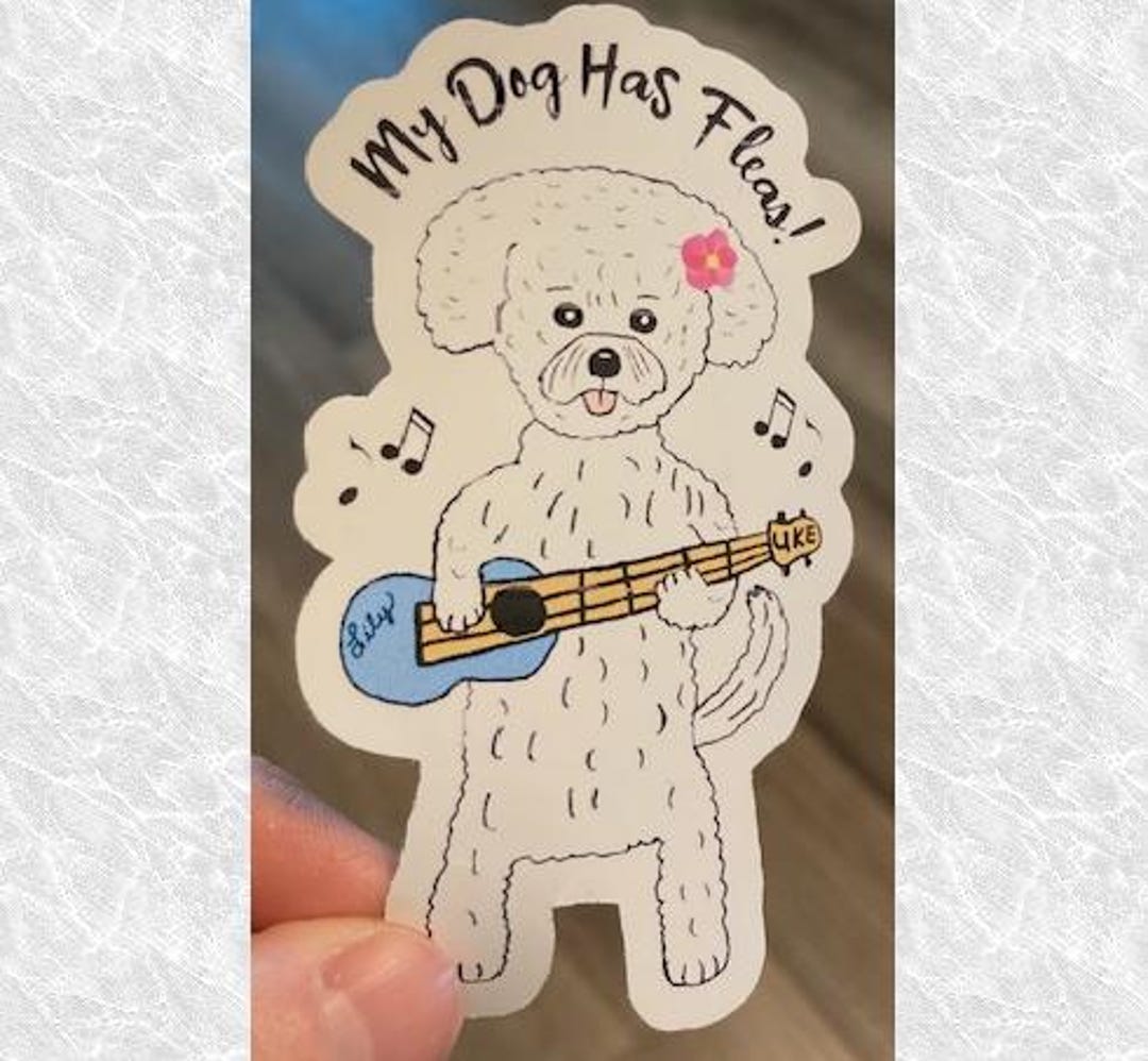 Dog Sticker Ukulele Sticker Bichon Dog Playing Ukulele Sticker My Dog ...