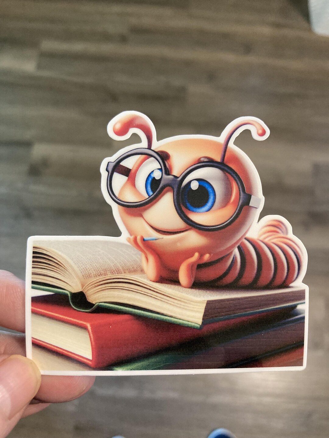 Book Worm Sticker Cute Book Worm Sticker Book Worm on Books Sticker 3 ...