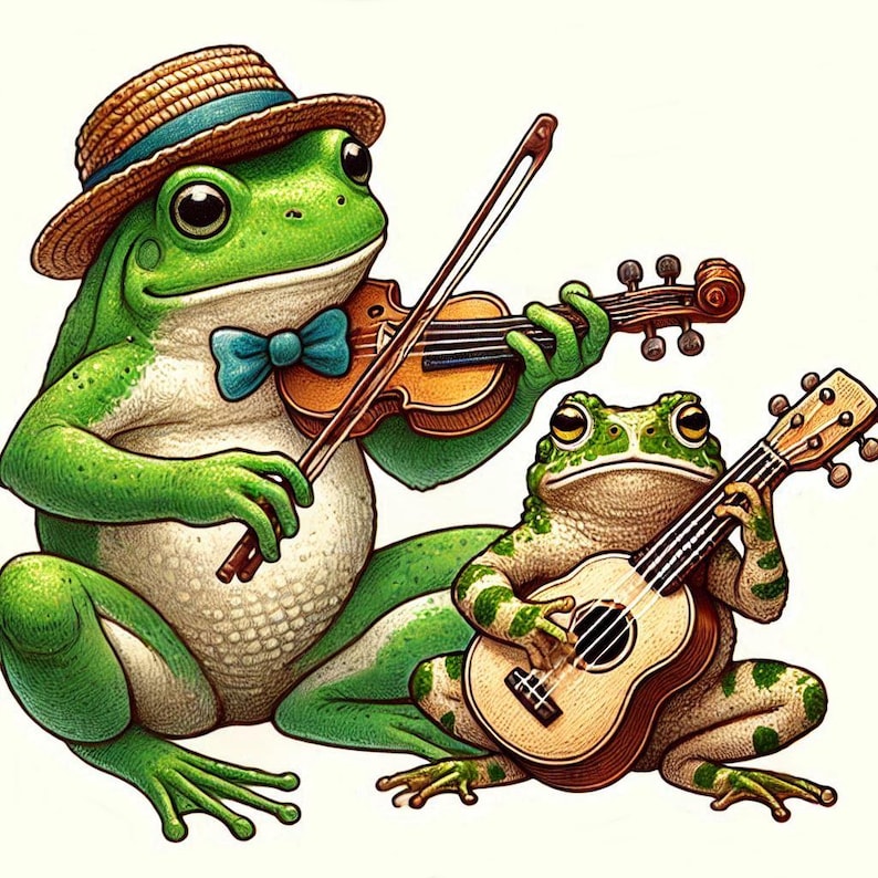 Frog and Toad Sticker Frog and Toad Music Sticker Ukulele Violin Frog ...