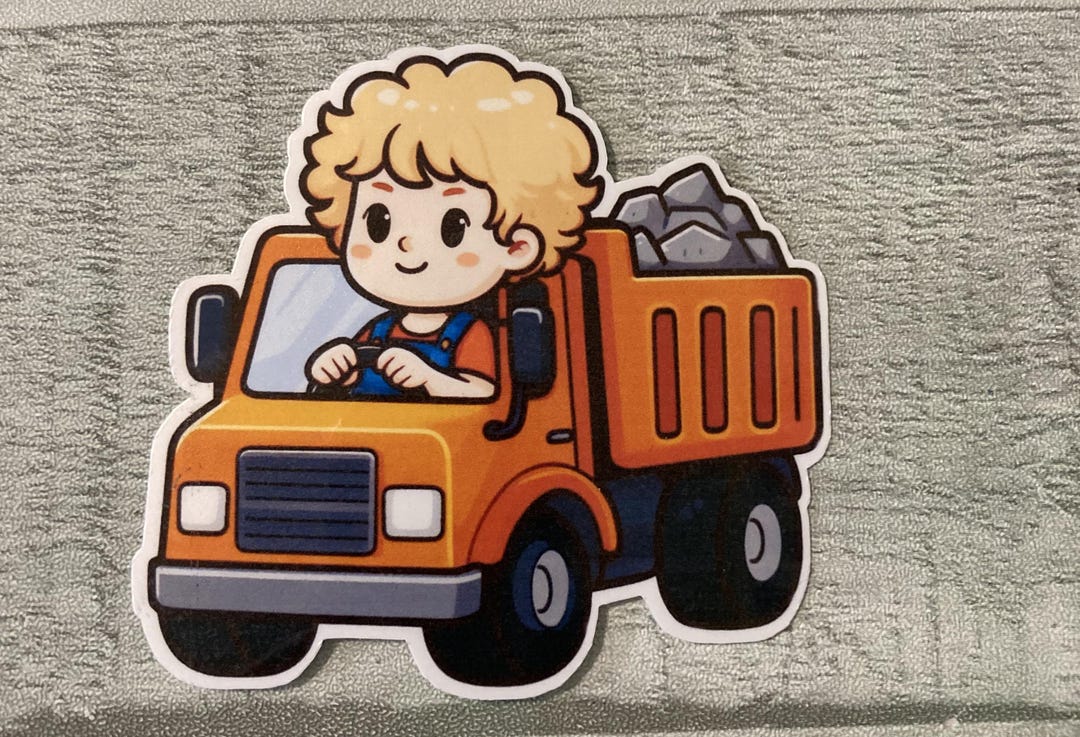 Drump Truck Sticker Child Dumptruck Sticker Young Boy Driving Dump ...