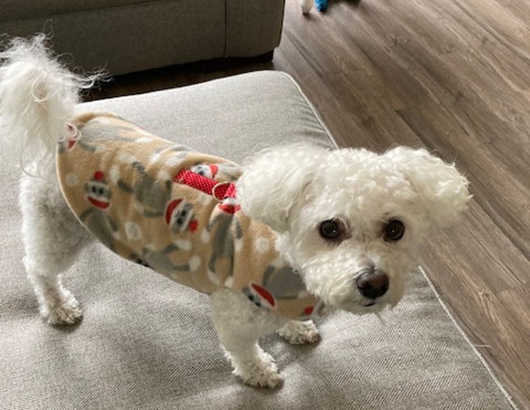 Fleece Dog Coat Sock Monkey Dog Coat for Medium Small Dog Dog Coat ...
