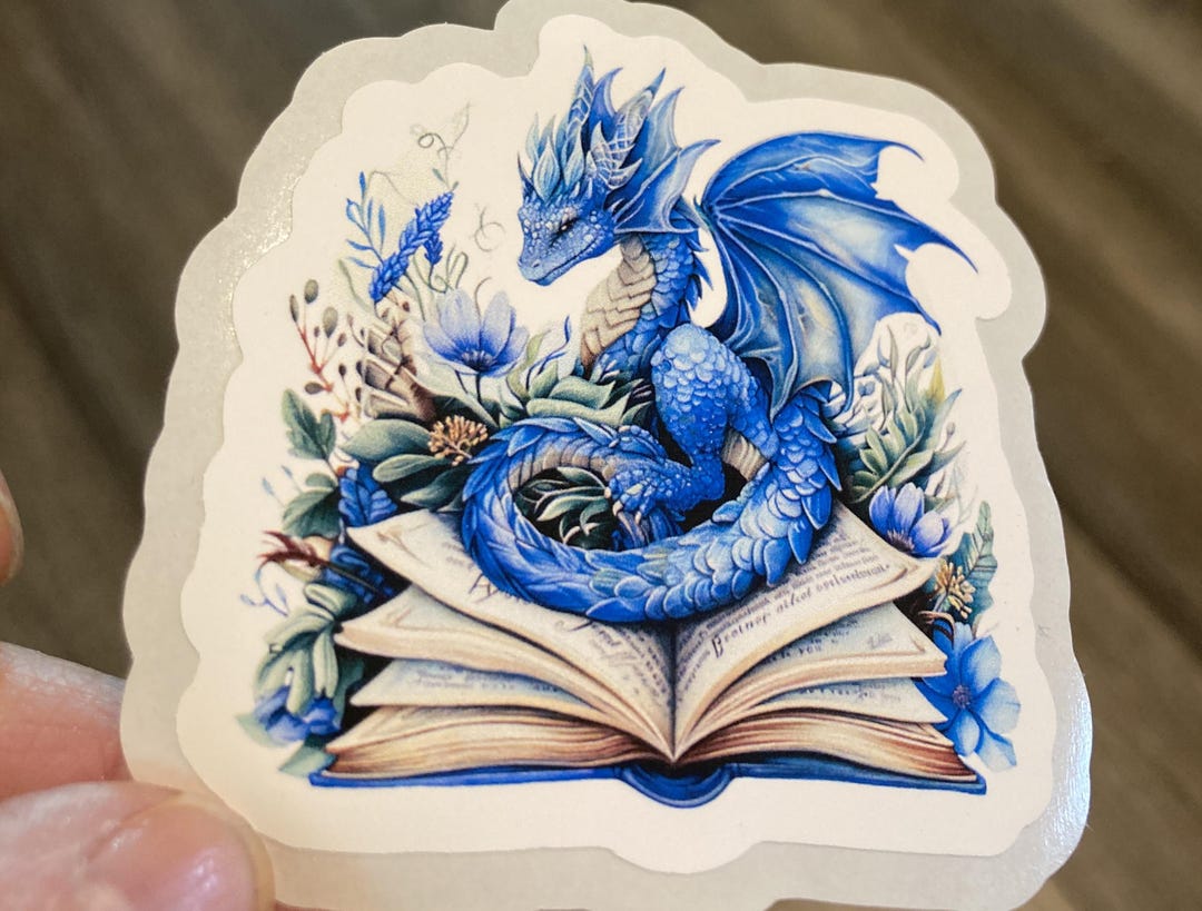 Blue Book Dragon Sticker Dragon Sticker Magical Dragon Sticker Mystical ...