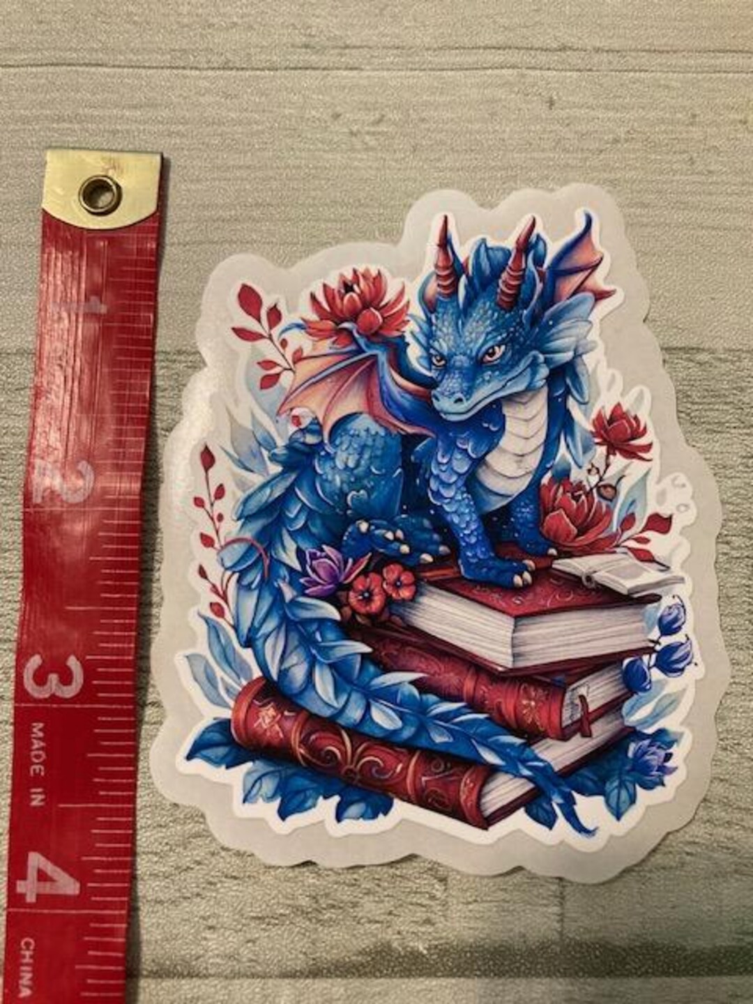 Blue Dragon Sticker, Decal Book Dragon Flower Dragon Blue Book Dragon ...