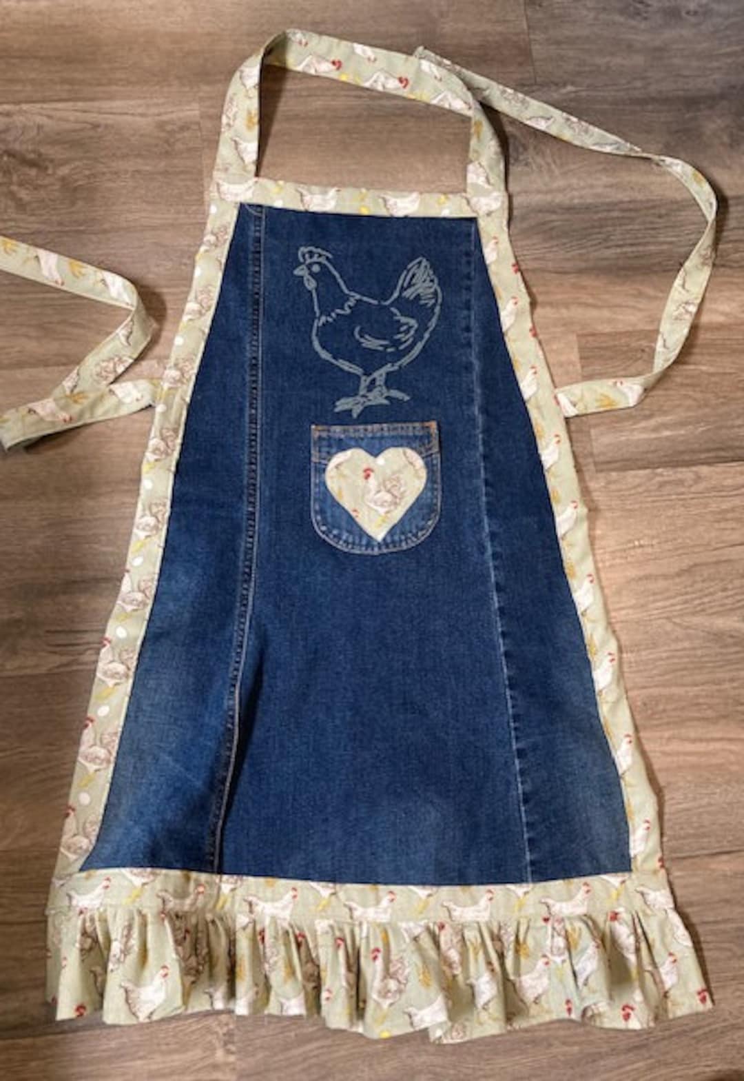 Recycled Jeans Apron Chicken Jean Apron Chicken Apron Denim Apron Denim ...