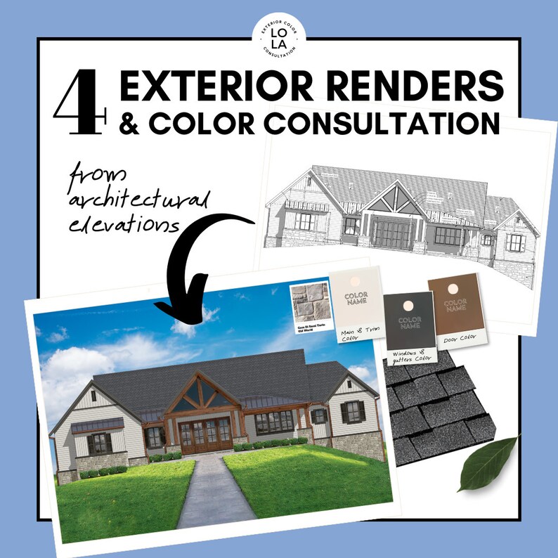 Exterior Rendering From Architectural Drawing Elevations & Color ...