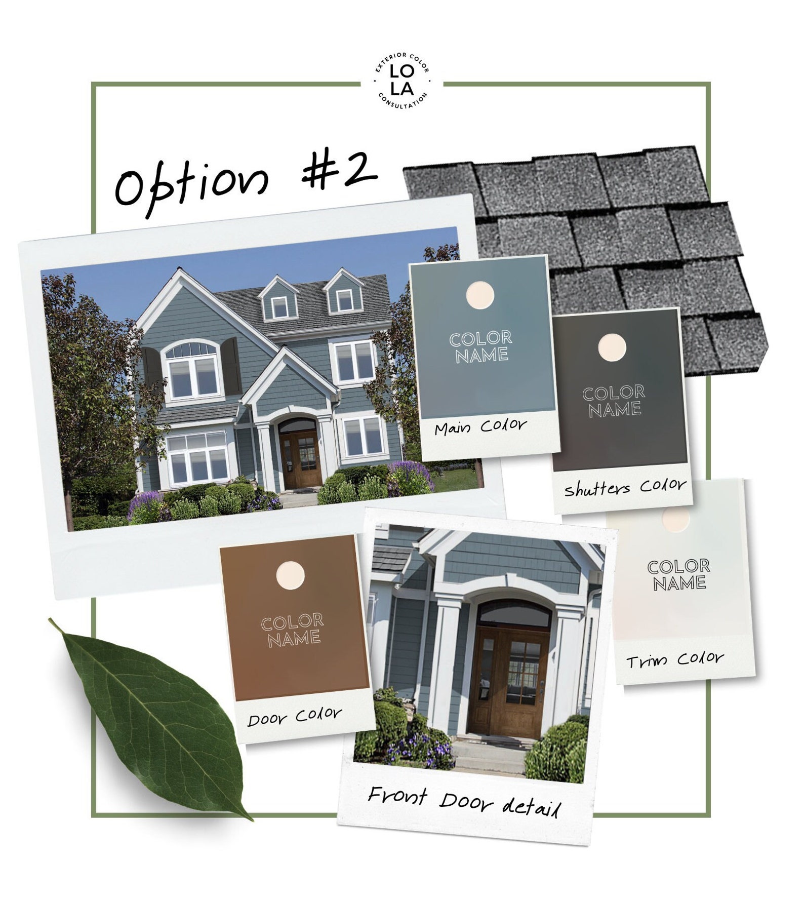 Blue Exterior Paint Palette for House With Gray Roof (digital Download ...