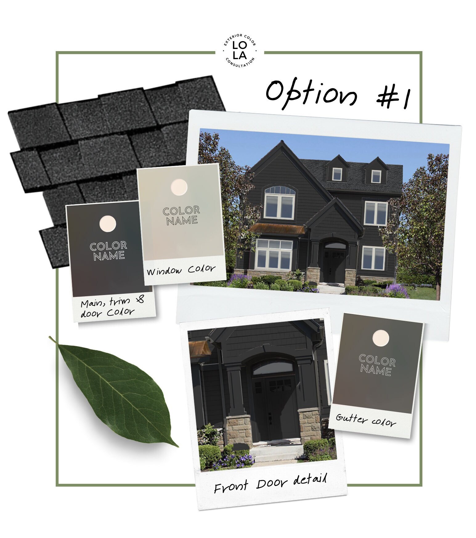 Black Modern Farmhouse Exterior Color Palette for Black Roof (digital ...