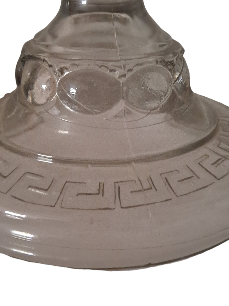 Antique EAPG Pattern Glass Oil Lamp Roman Greek Key Pattern on Base ...