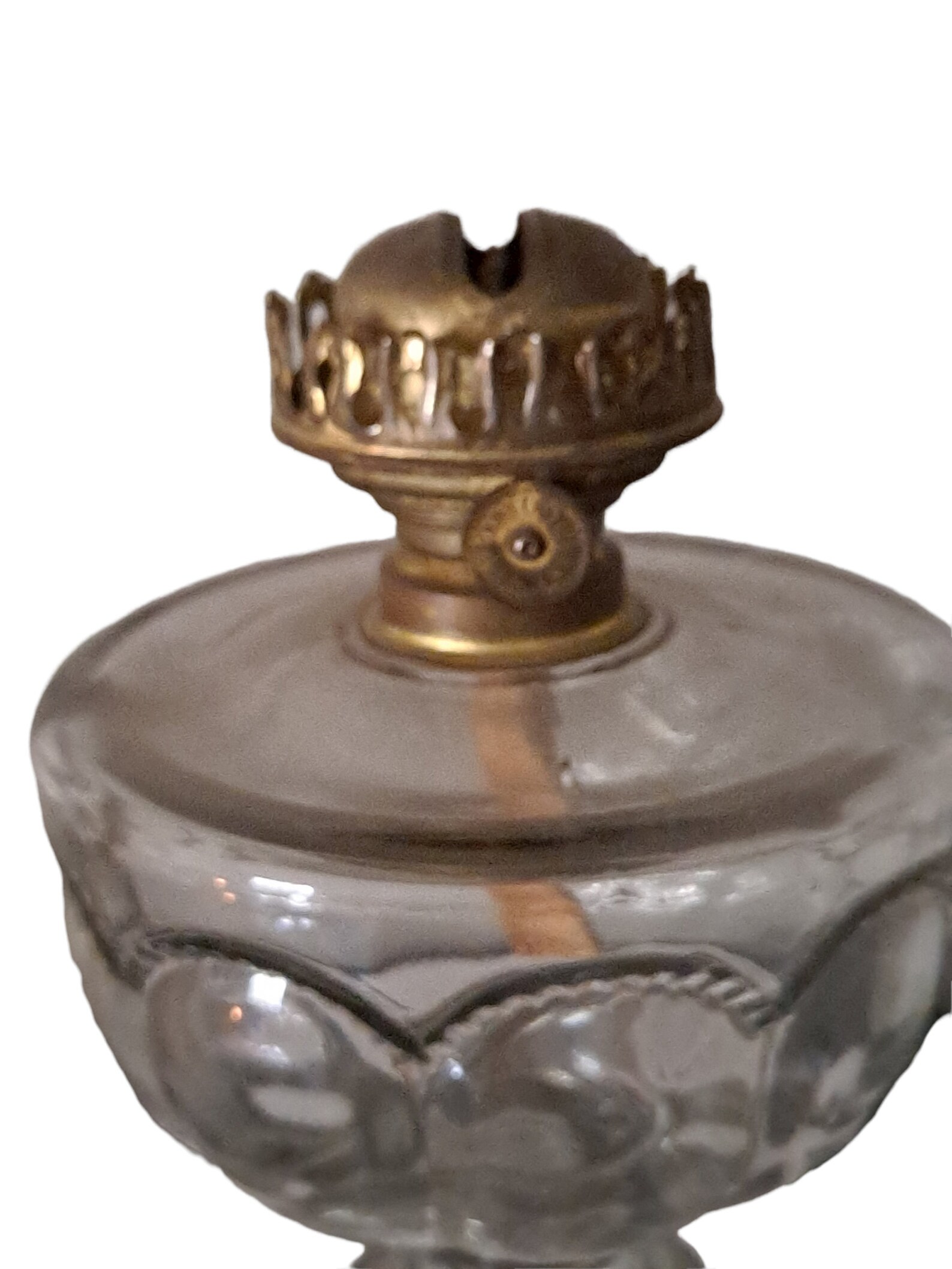 Antique EAPG Pattern Glass Oil Lamp Roman Greek Key Pattern on Base ...