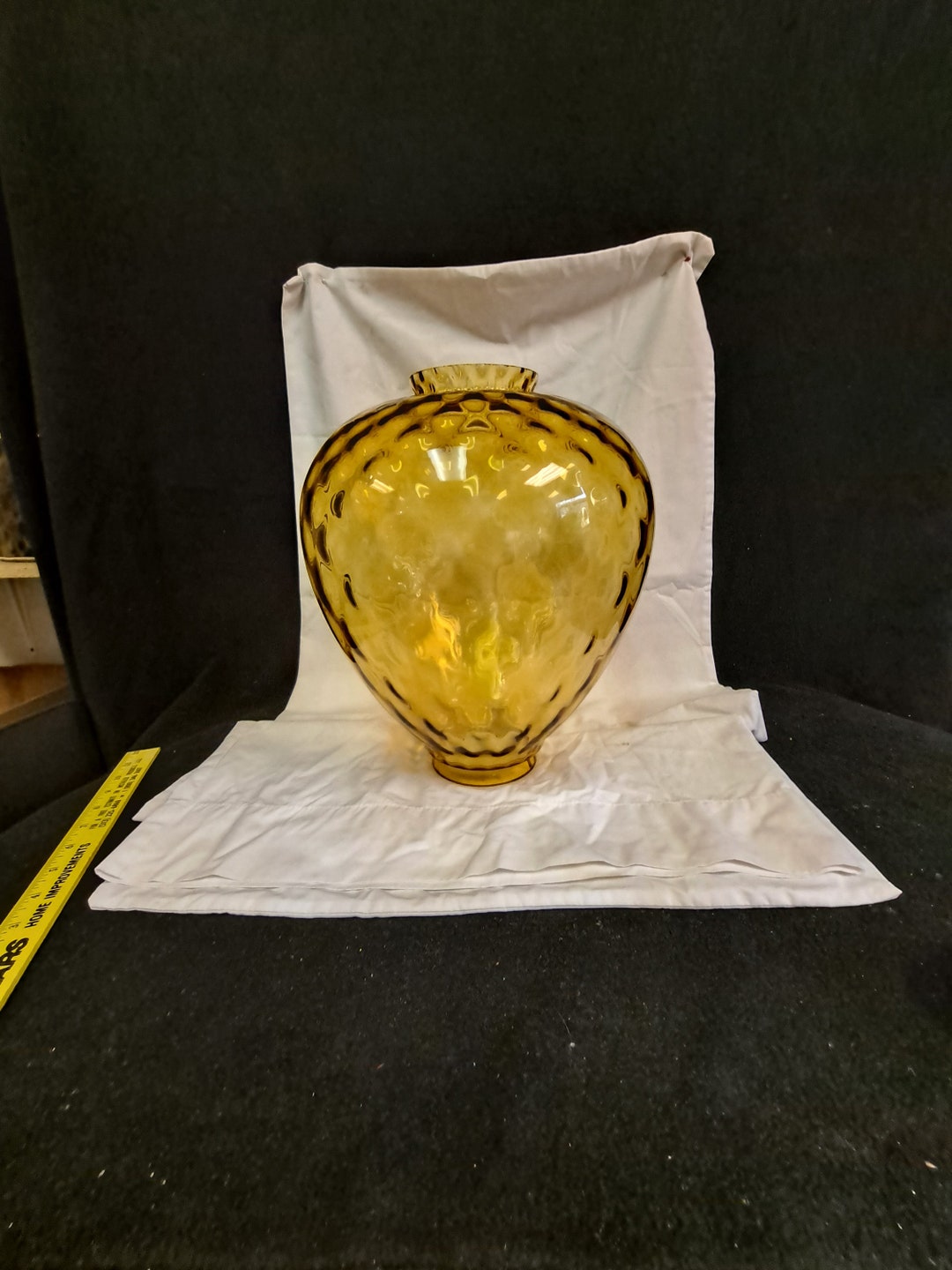 Large Bulbous Optic Dot Light Amber Colored Glass Swag Lamp /lamp Body ...