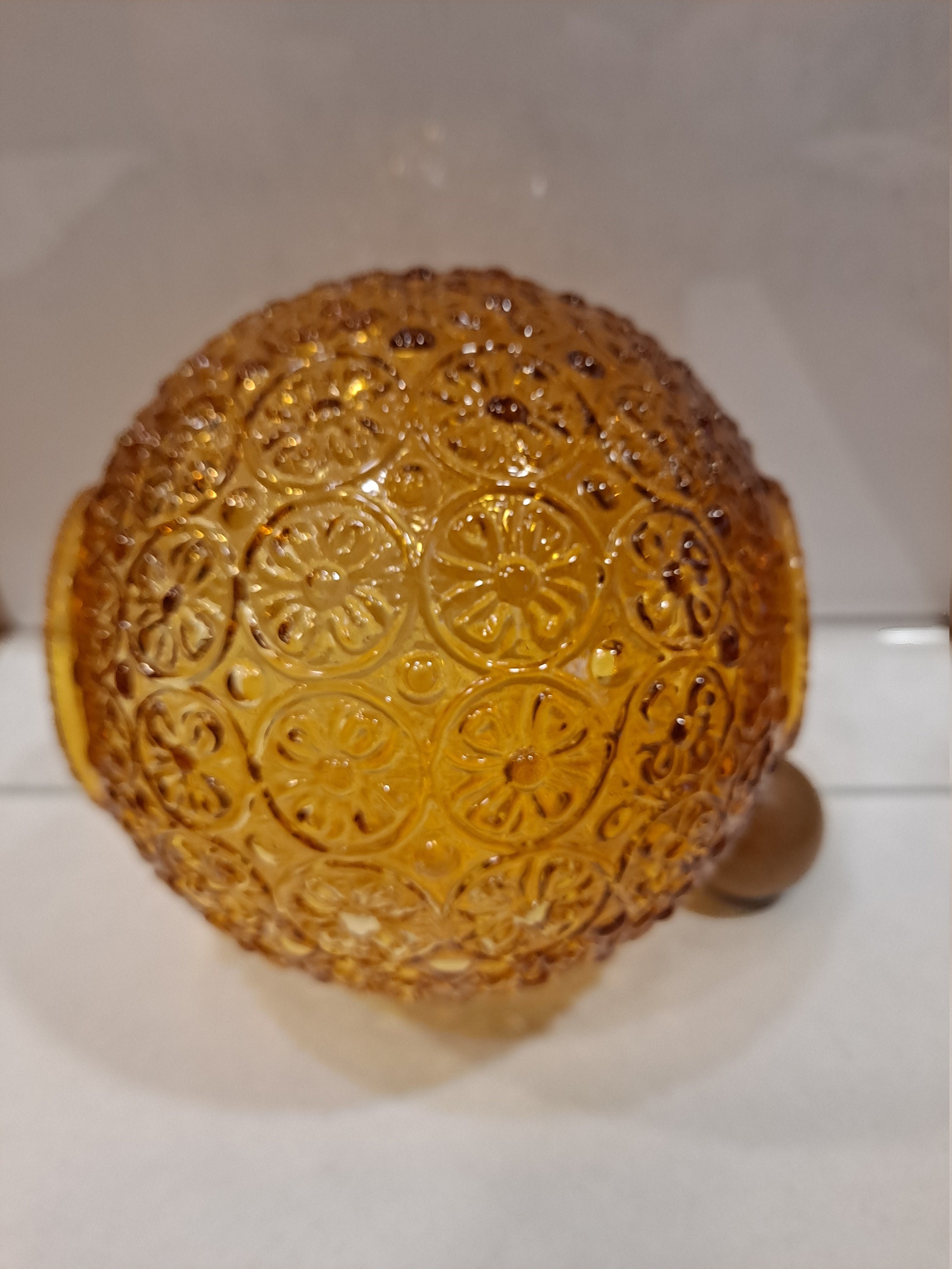 Vintage Amber Pressed Pattern Glass Miniature Ball Shade - Etsy