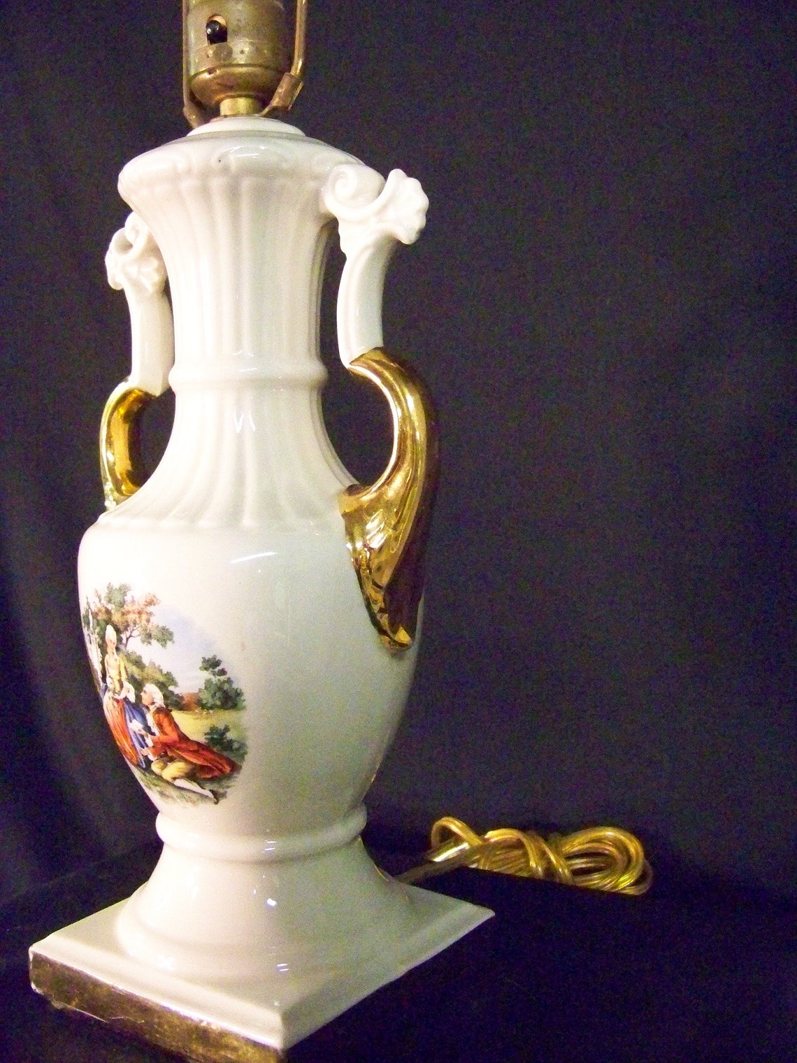 Vintage Ceramic Classical Handled Vase Lamp Ivory White Back - Etsy