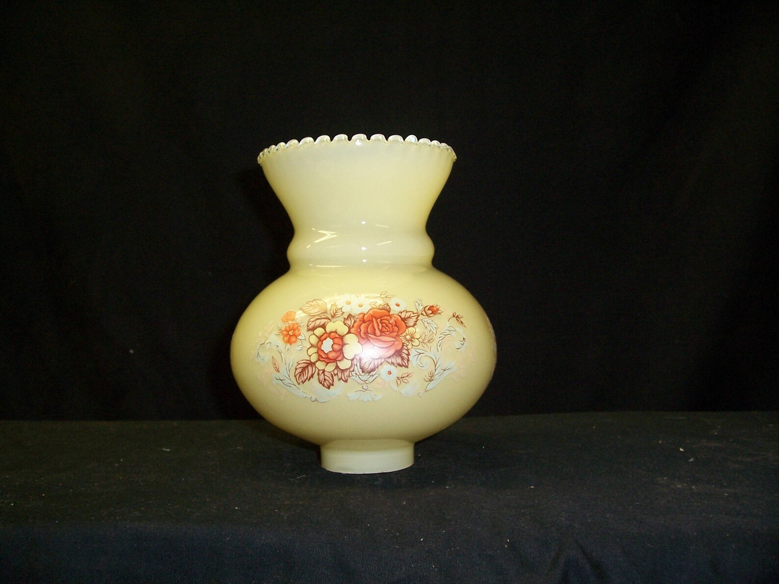 Vintage Custard Cream Colored Glass Hurricane Style Chimney With 2 Inch ...