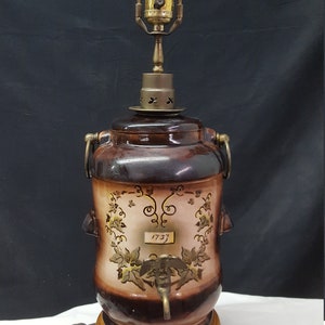 Vintage Ceramic Spirit Barrel Style Lamp Ceramic , Footed Base , Man ...
