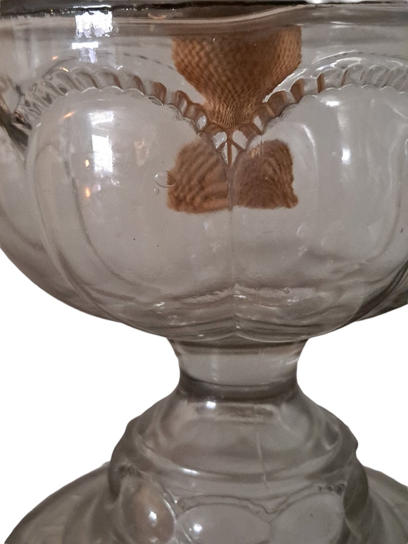 Antique EAPG Pattern Glass Oil Lamp Roman Greek Key Pattern on Base ...