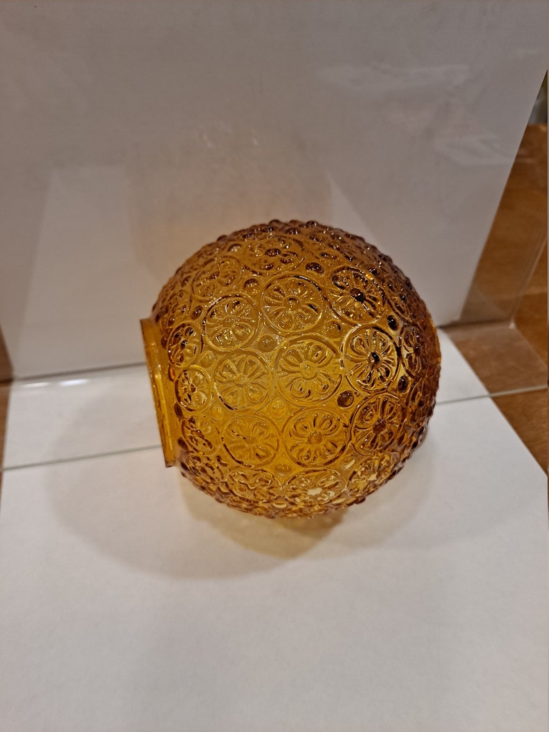 Vintage Amber Pressed Pattern Glass Miniature Ball Shade - Etsy