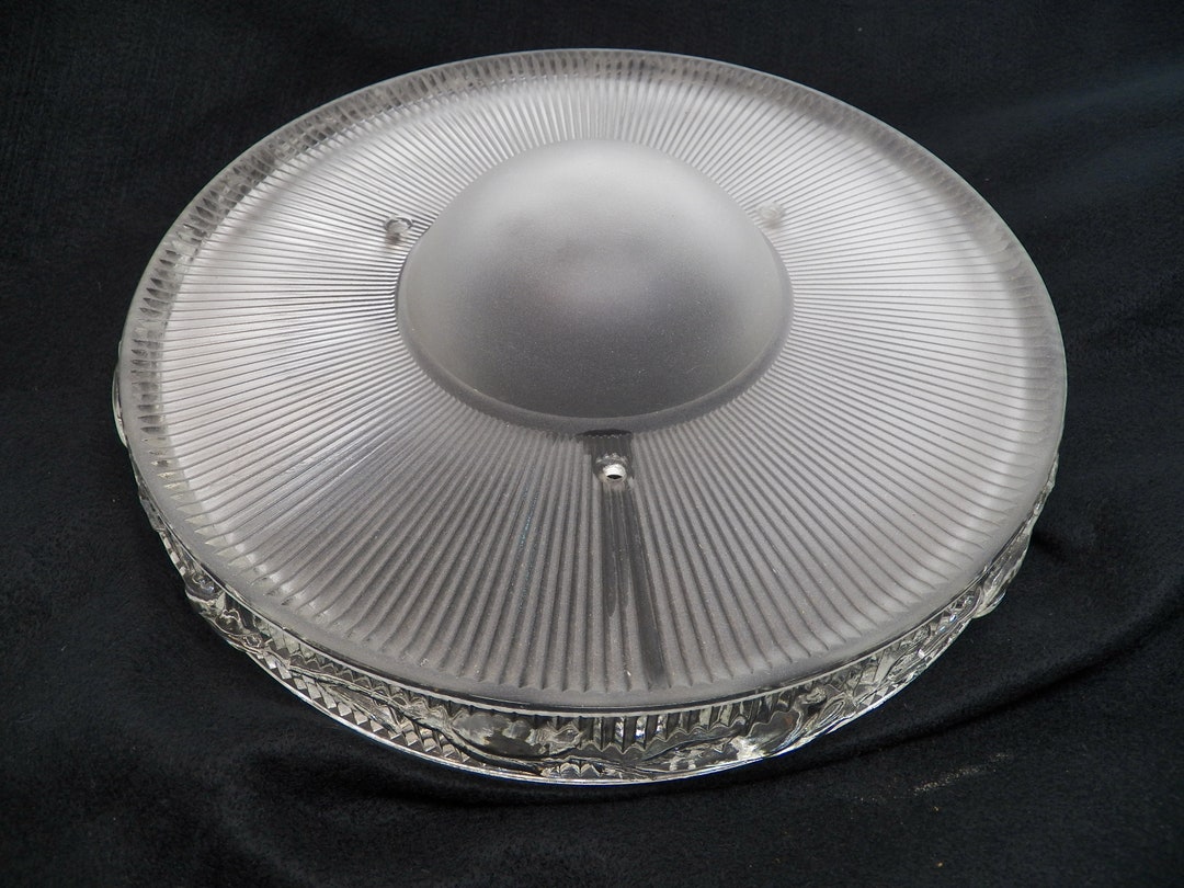 Frosted Prismatic Ribbed 3 Chain Light Cover , Clear Embossed Floral ...