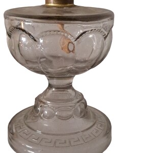 Antique EAPG Pattern Glass Oil Lamp Roman Greek Key Pattern on Base ...