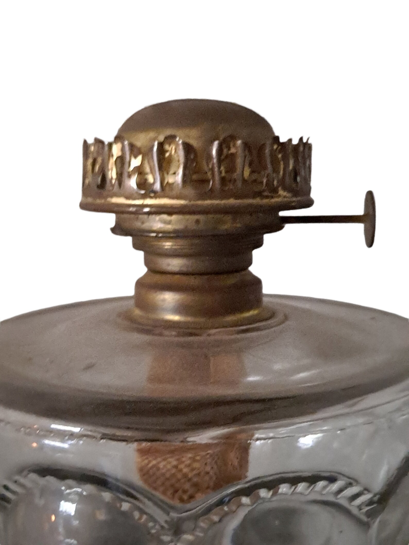 Antique EAPG Pattern Glass Oil Lamp Roman Greek Key Pattern on Base ...